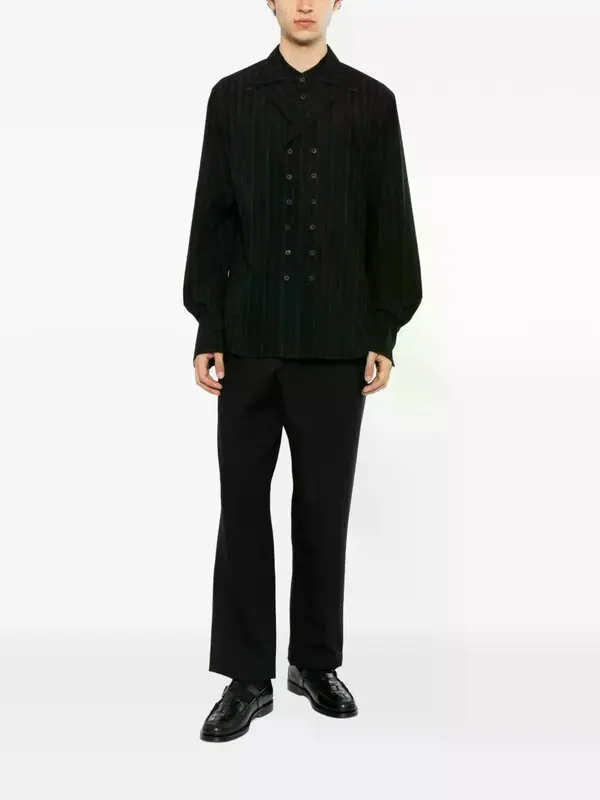 ZIGGY CHEN Pinstripe-print Double-breasted Shirt