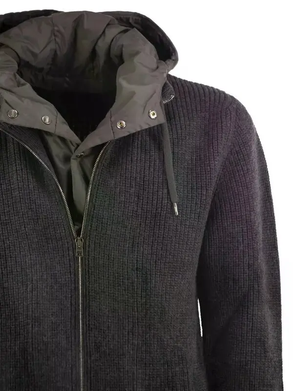 Herno Rib-knit Hooded Cardigan