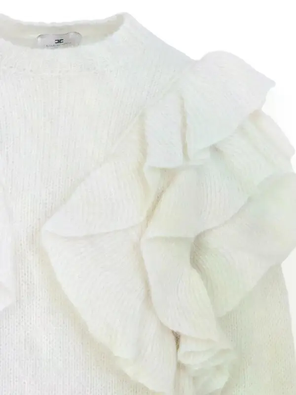 Elisabetta Franchi Knit Pullover With Ruffles - Neutrals
