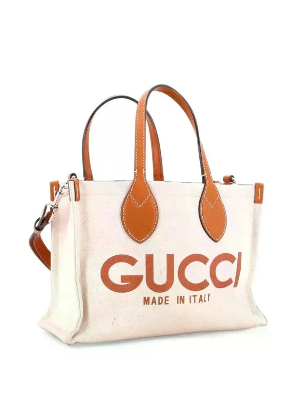 Gucci Logo Shopper Tote Printed Canvas Small Shoulder Bag