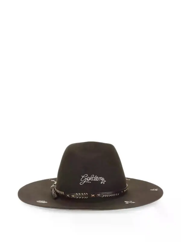 GOLDEN GOOSE Embroidered Fedora Hat - Brown