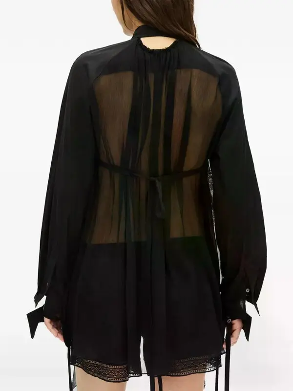 ANN DEMEULEMEESTER Lace-trim Pleated Shirt