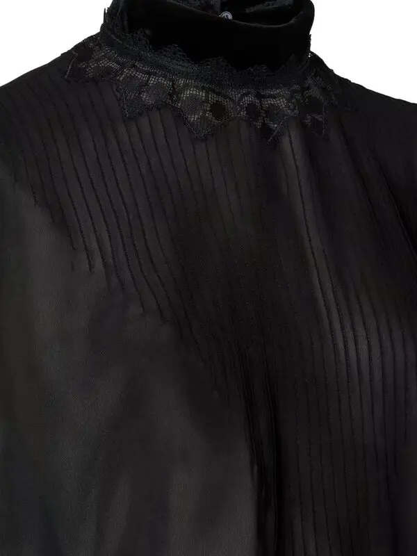 Fendi Lace-trimmed Pintuck-pleated Dress