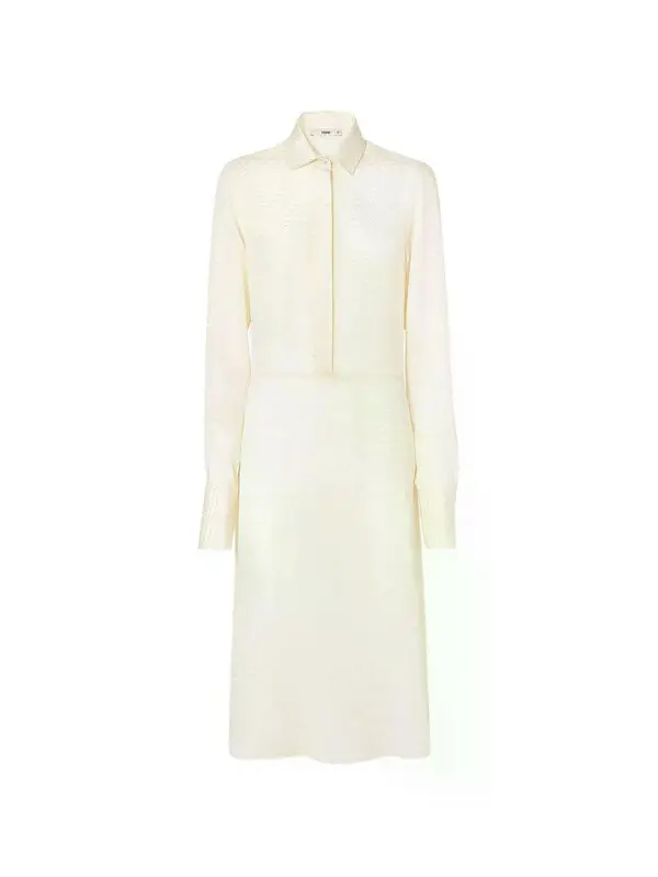 Fendi Jacquard-weave Long-sleeve Midi Dress - Neutrals