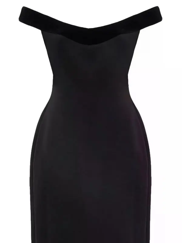 David Koma Velvet-trimmed Off-shoulder Midi Dress