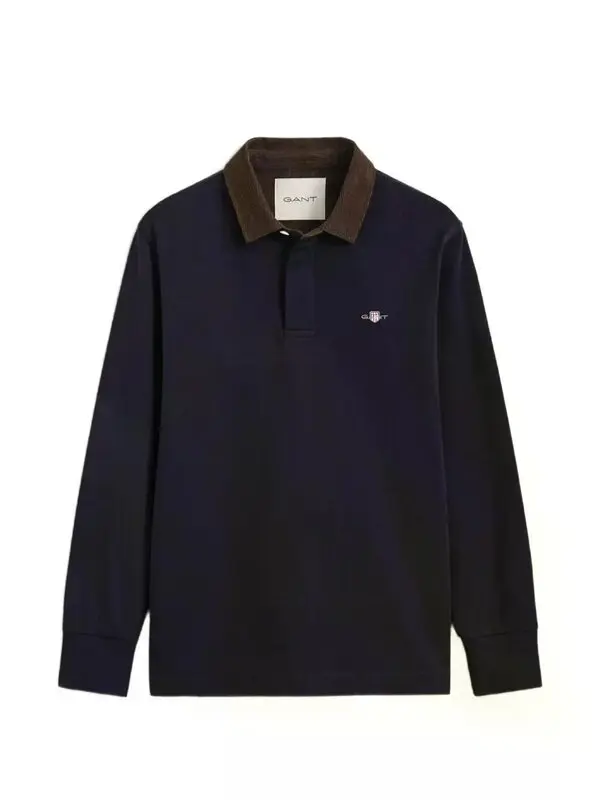 Gant Corduroy-collar Long-sleeve Polo Shirt