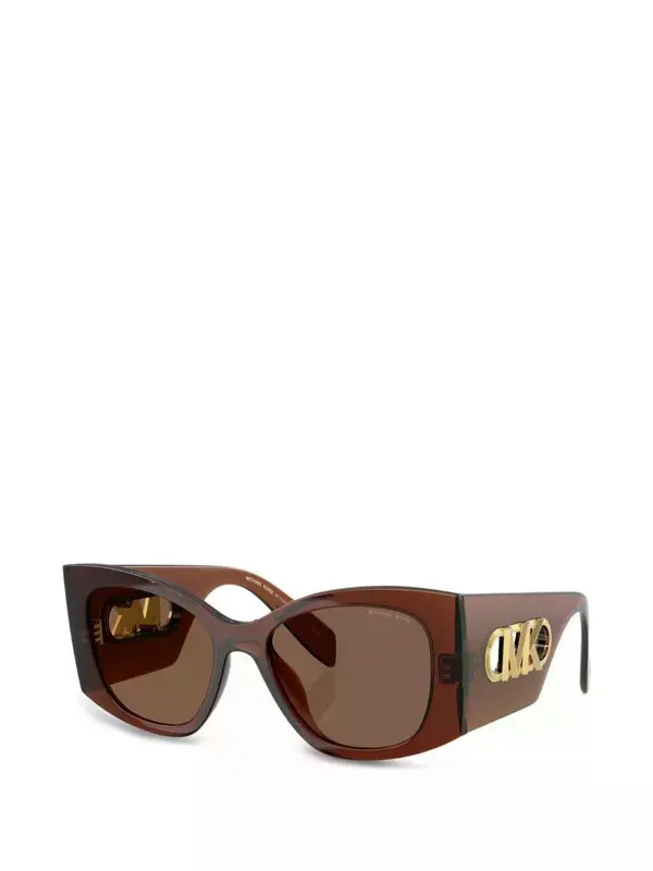 Michael Kors Logo-plaque Geometric-frame Sunglasses - Brown