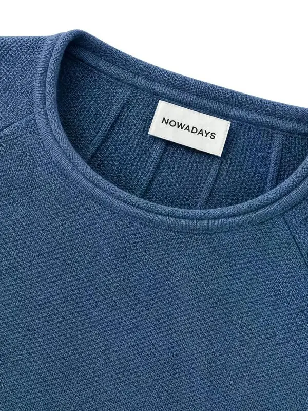 NOWADAYS Nos Honeycomb-knit Raglan-sleeve Sweater - Blue