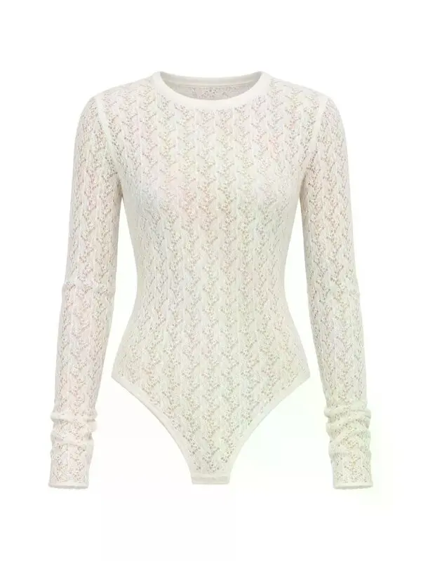 CYCLE Sara Lace-knit Long-sleeve Bodysuit - Neutrals