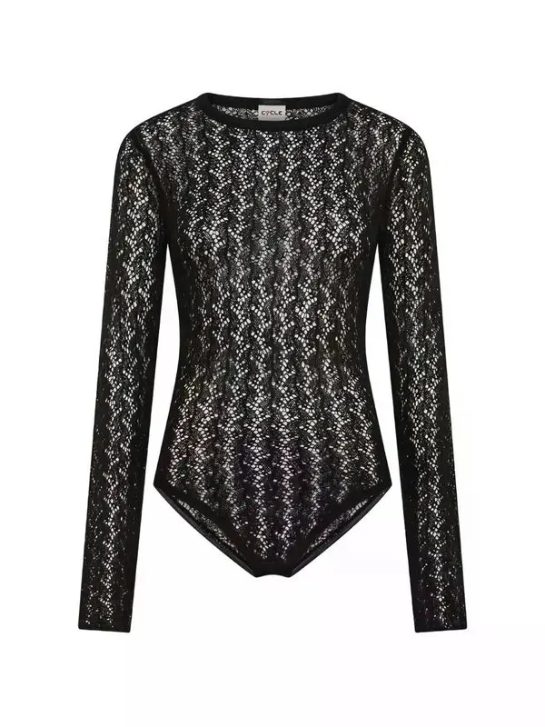 CYCLE Lace-knit Long-sleeve Bodysuit - Black