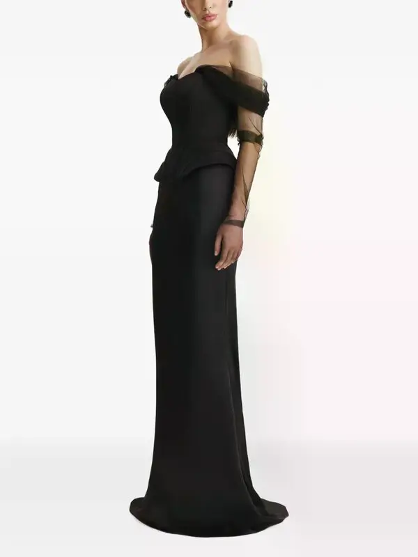 BENEDETTO Tulle-sleeve Corset Top