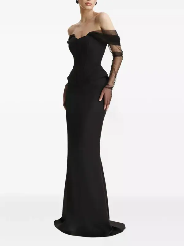 BENEDETTO Tulle-sleeve Corset Top