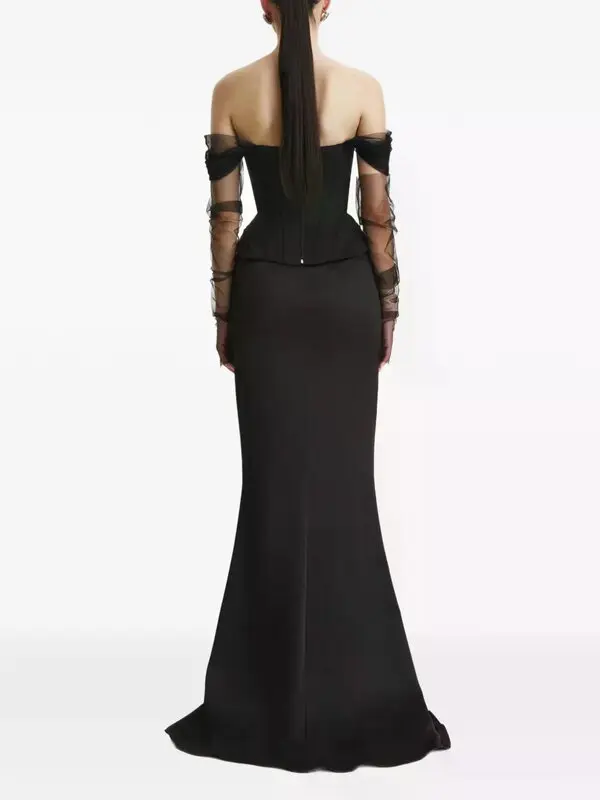 BENEDETTO Tulle-sleeve Corset Top