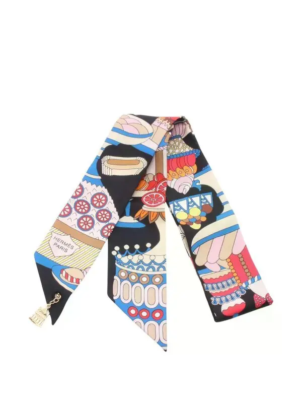 Hermès 2010s La Patisserie Francaise Charm Scarf - Black