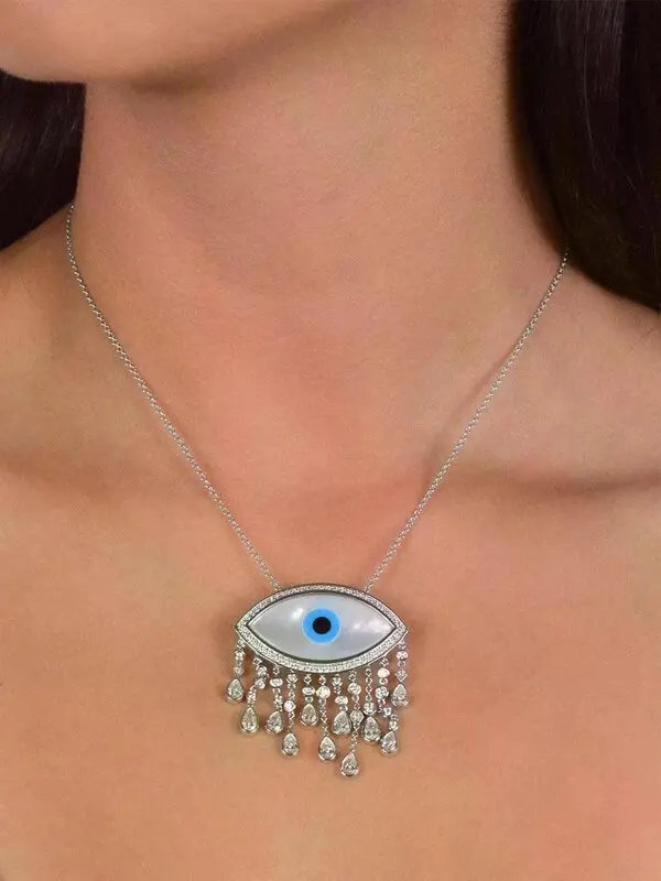 ASHNA MEHTA Diamond And Mother Of Pearl Evil Eye Bag Charm
