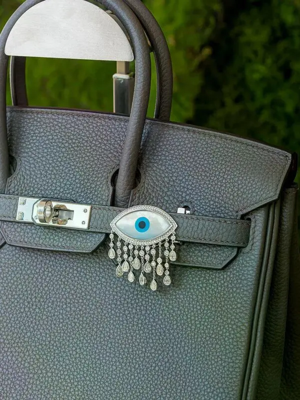 ASHNA MEHTA Diamond And Mother Of Pearl Evil Eye Bag Charm
