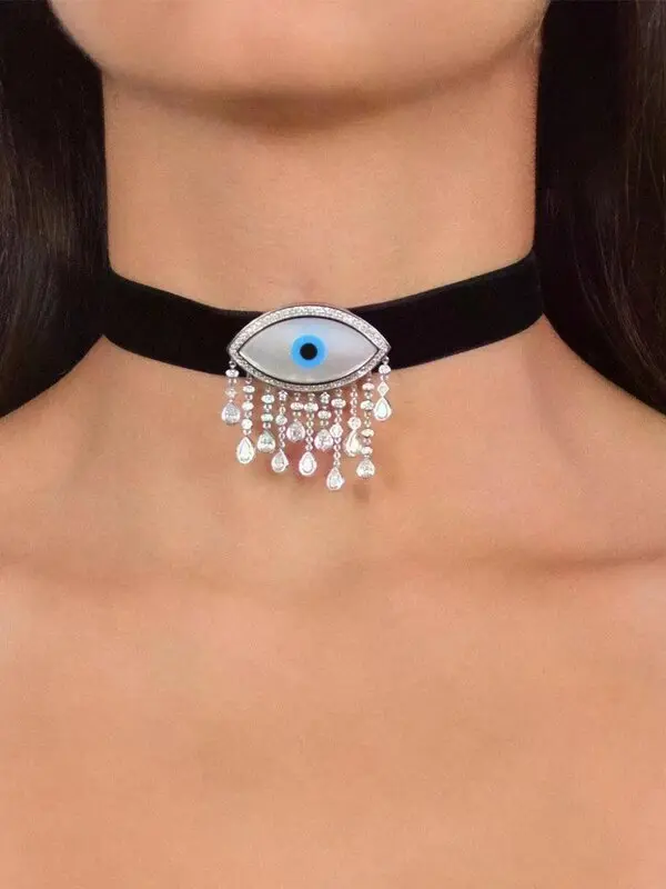 ASHNA MEHTA Diamond And Mother Of Pearl Evil Eye Bag Charm