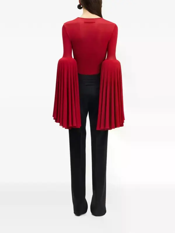 JEAN PAUL GAULTIER Gathered Bell-sleeve Top - Red