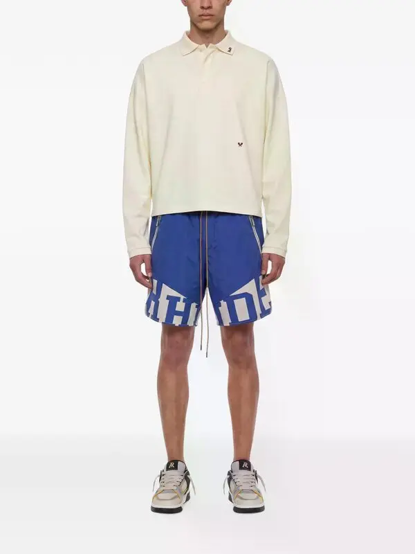 Rhude Logo-embroidered Long-sleeve Polo Shirt