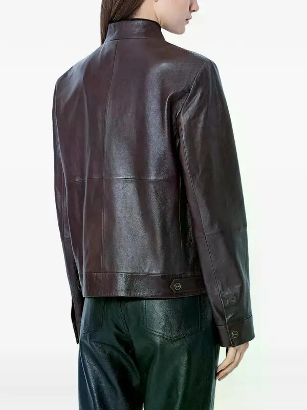 Max Mara High-collar Leather Jacket