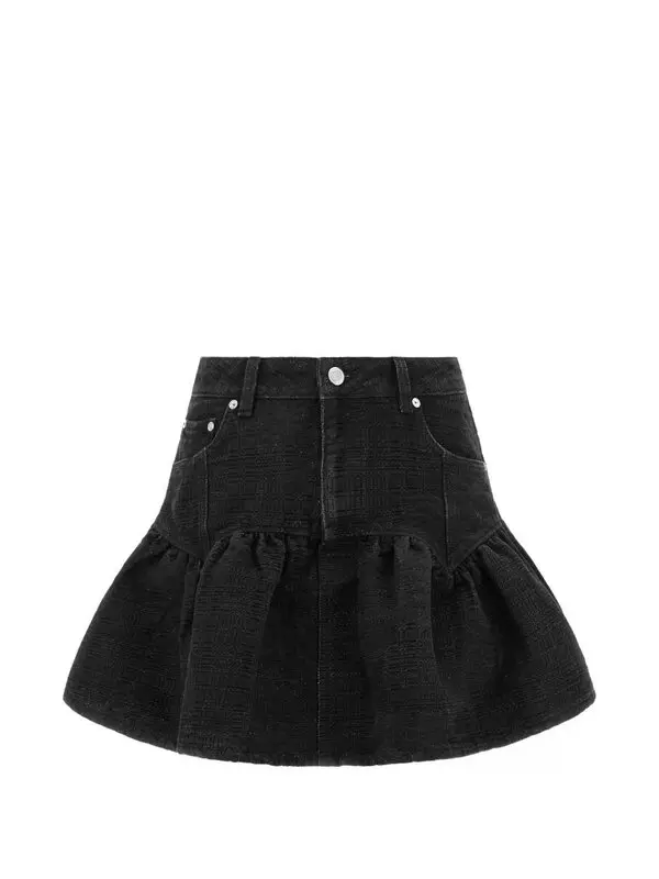 GANNI Lurex-denim Flounced Mini Skirt