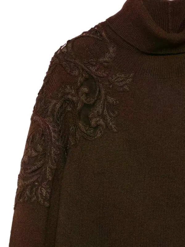 Ermanno Scervino Lace-embellished Roll-neck Sweater