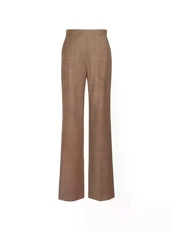 Max Mara Agile Checked Wool Trousers - Brown