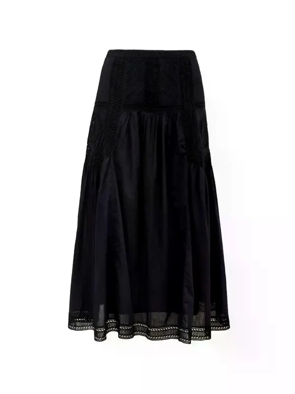 Ulla Johnson Alice Crochet-trim Midi Skirt - Black