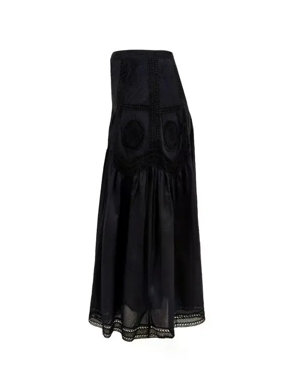 Ulla Johnson Alice Crochet-trim Midi Skirt - Black