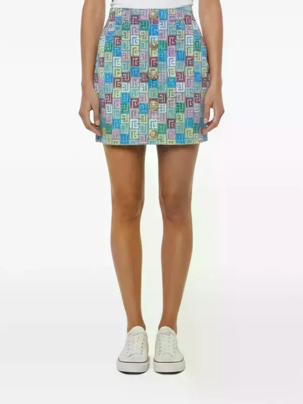 Balmain Monogram Print Mini Skirt