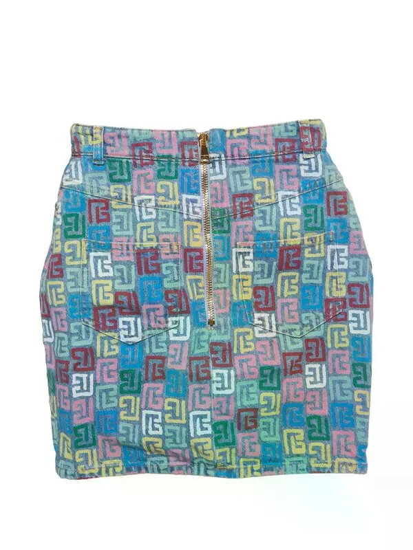 Balmain Monogram Print Mini Skirt
