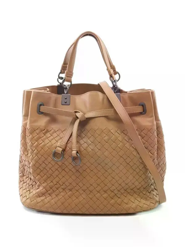 Bottega Veneta 2010s Intrecciato Leather Tote Bag - Brown