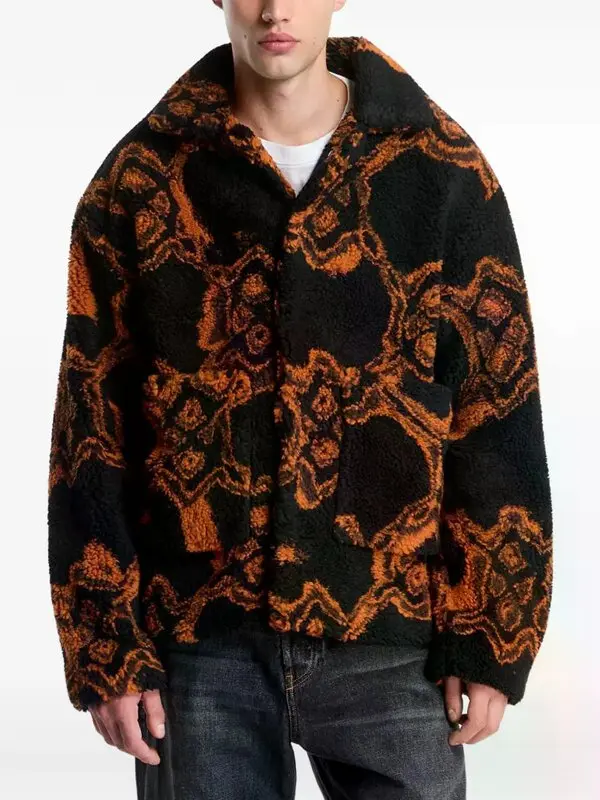 DAILY PAPER Burned Shield Faux-fur Jacket - Black