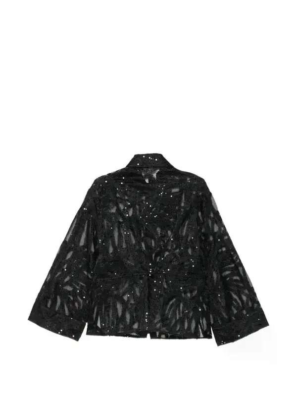 D.exterior Sequin-embellished Lace-overlay Shirt