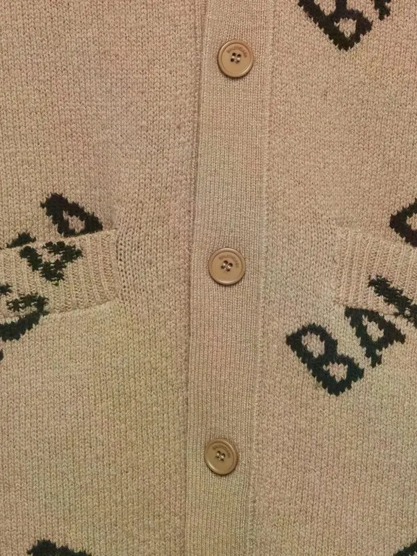Balenciaga Logo Intarsia Oversized Cardigan