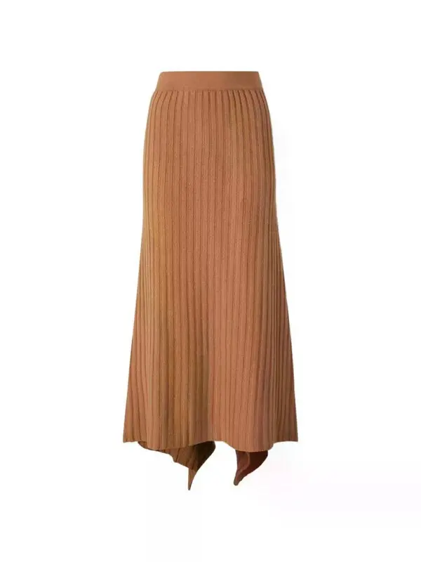 ELY ELY Asymmetrical Ribbed-knit Midi Skirt