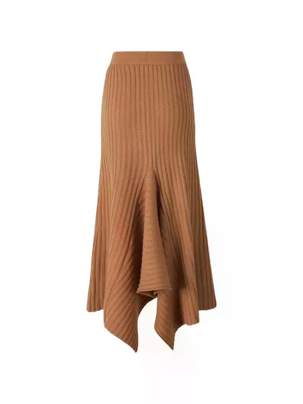 ELY ELY Asymmetrical Ribbed-knit Midi Skirt