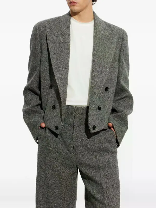 MAISON MARGIELA Herringbone Double-breasted Cropped Blazer