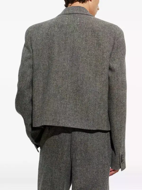 MAISON MARGIELA Herringbone Double-breasted Cropped Blazer