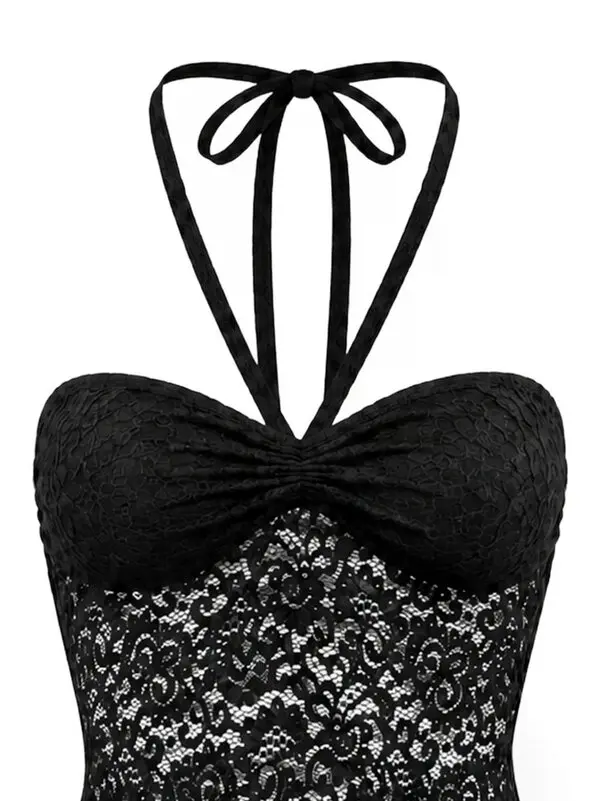 MARKGONG Lace Halterneck Bodysuit - Black