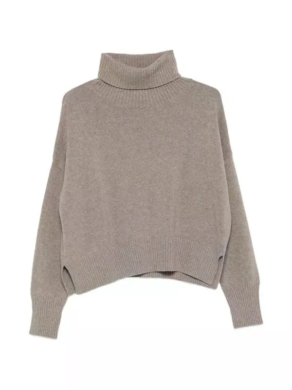 MA'RY'YA Roll-neck Side-slit Sweater