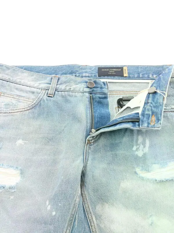 Dolce & Gabbana 2020s Paint-splatter Distressed Jeans - Blue