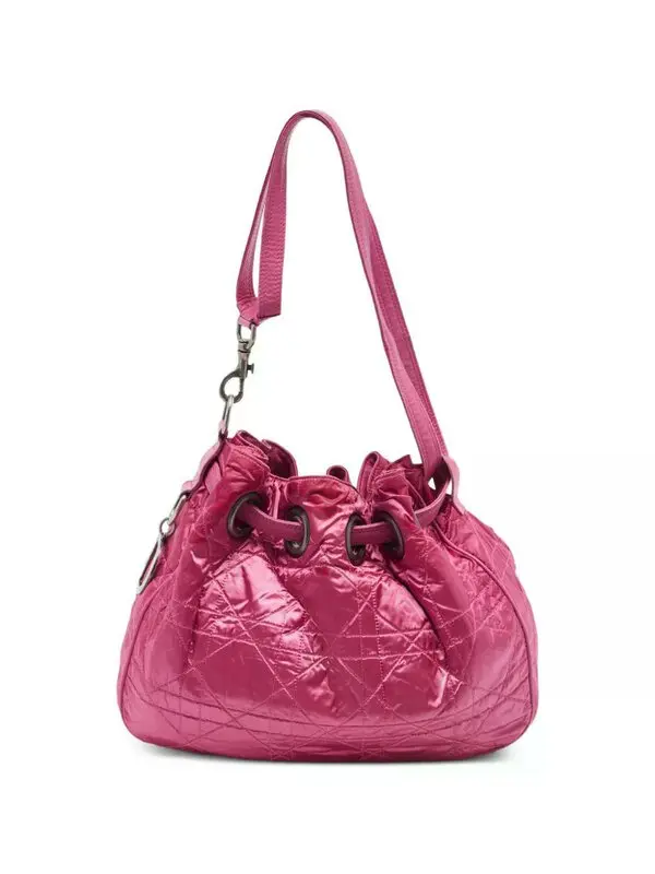 Dior 2007 Cannage Drawstring Shoulder Bag - Pink