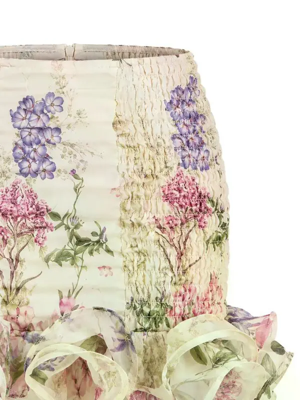 Charo Ruiz Ibiza Turma Floral-print Ruffled Short Skirt - Neutrals
