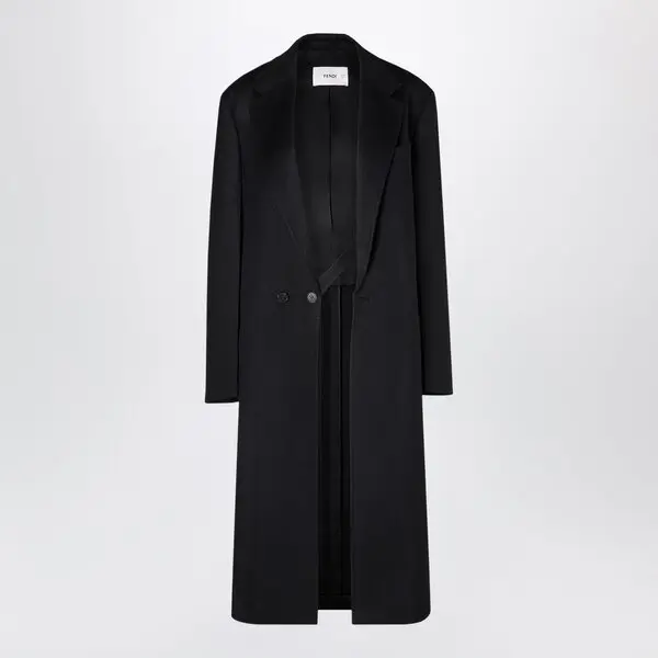Fendi Single-breasted Midi Coat In Cashmere - Black