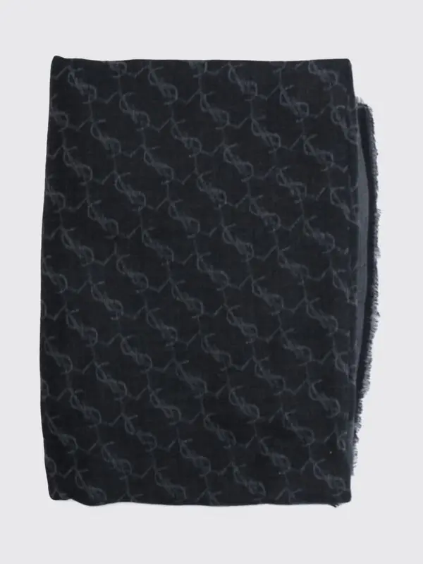 Saint Laurent Monogram Jacquard Cashmere Blend Scarf - Black