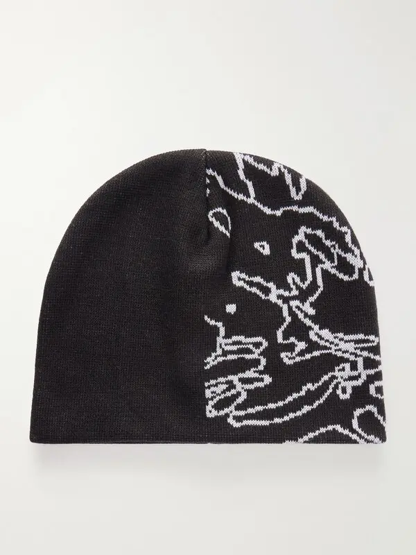 Blue Blue Japan Cloud Sea Jacquard Beanie - Black