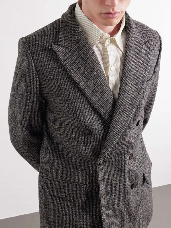 A KIND OF GUISE Double-breasted Virgin Wool-tweed Blazer