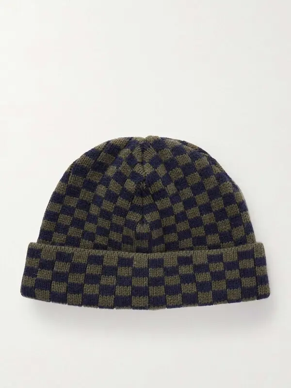 A KIND OF GUISE Ajedrez Checkerboard Alpaca And Merino Wool-blend Beanie - Navy