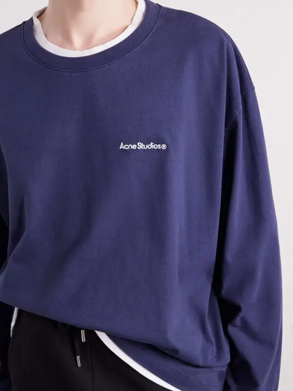 Acne Studios Logo-embroidered Layered Cotton-jersey Sweatshirt